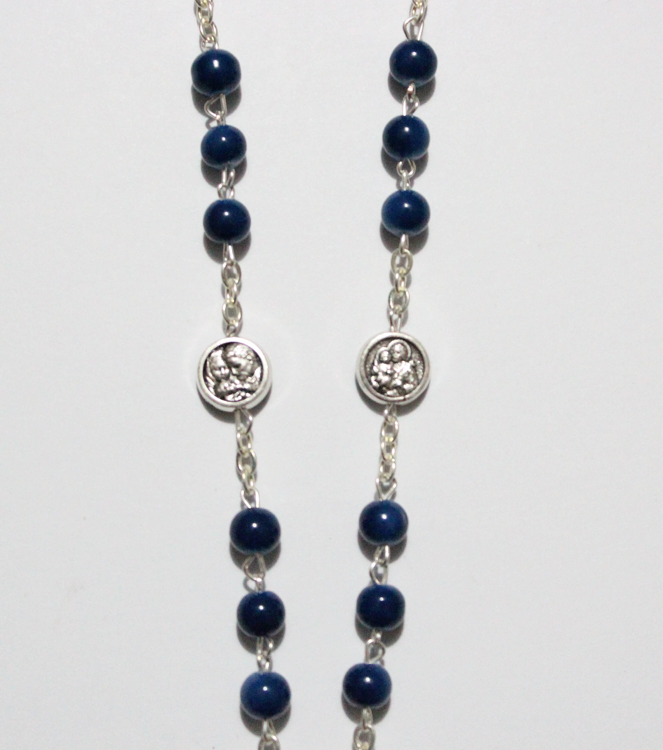 Chaplet of St. Joseph, Rosary of Saint Joseph Blue Glass Beads on Chain ...