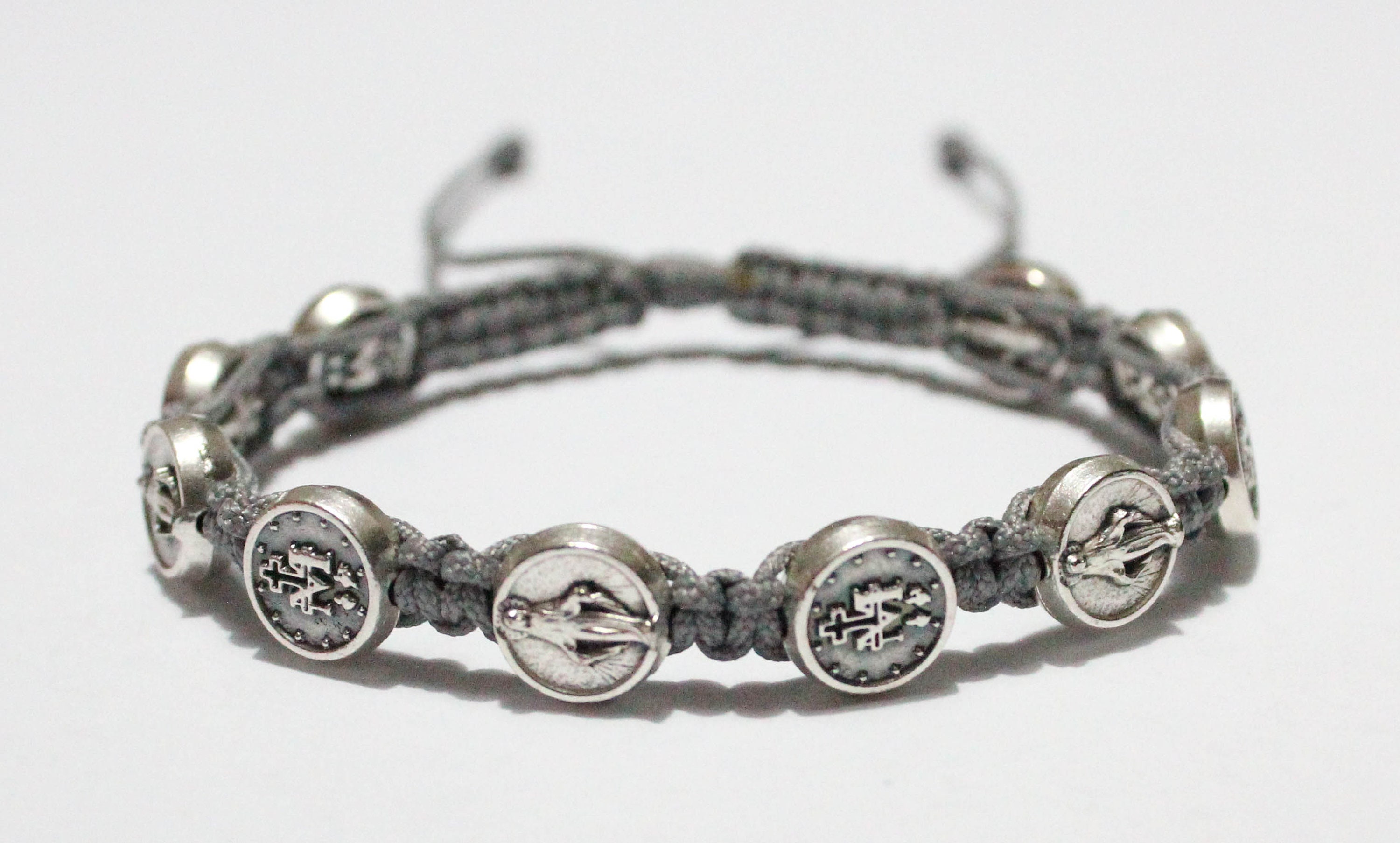 Miraculous Metal Medal Bracelet on Cord Handmade - Etsy