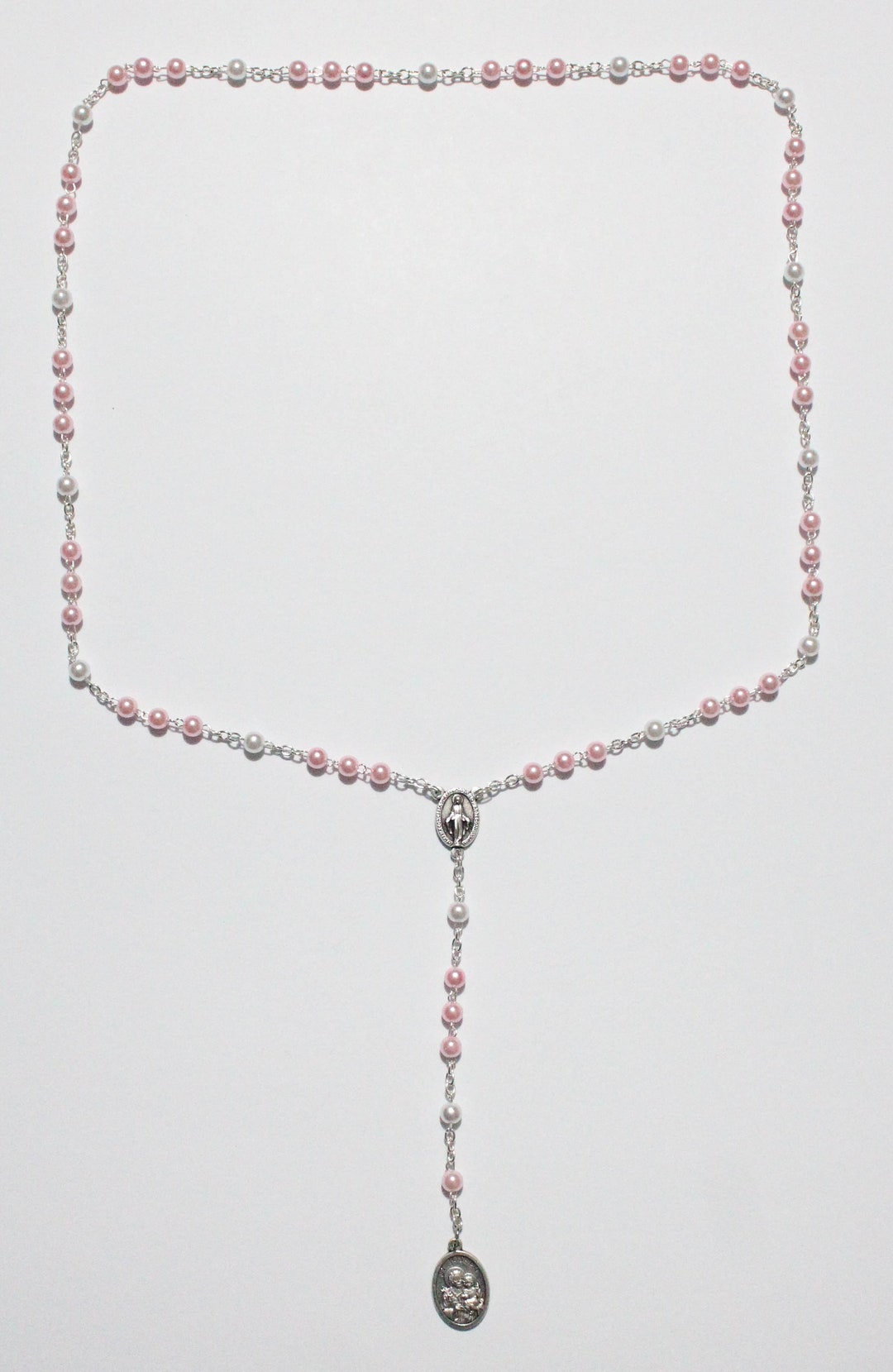 Chaplet of St. Joseph, Rosary of Saint Joseph Pink and White Beads on ...