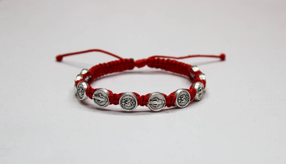 Miraculous Metal Medal Bracelet on Cord Handmade | Etsy