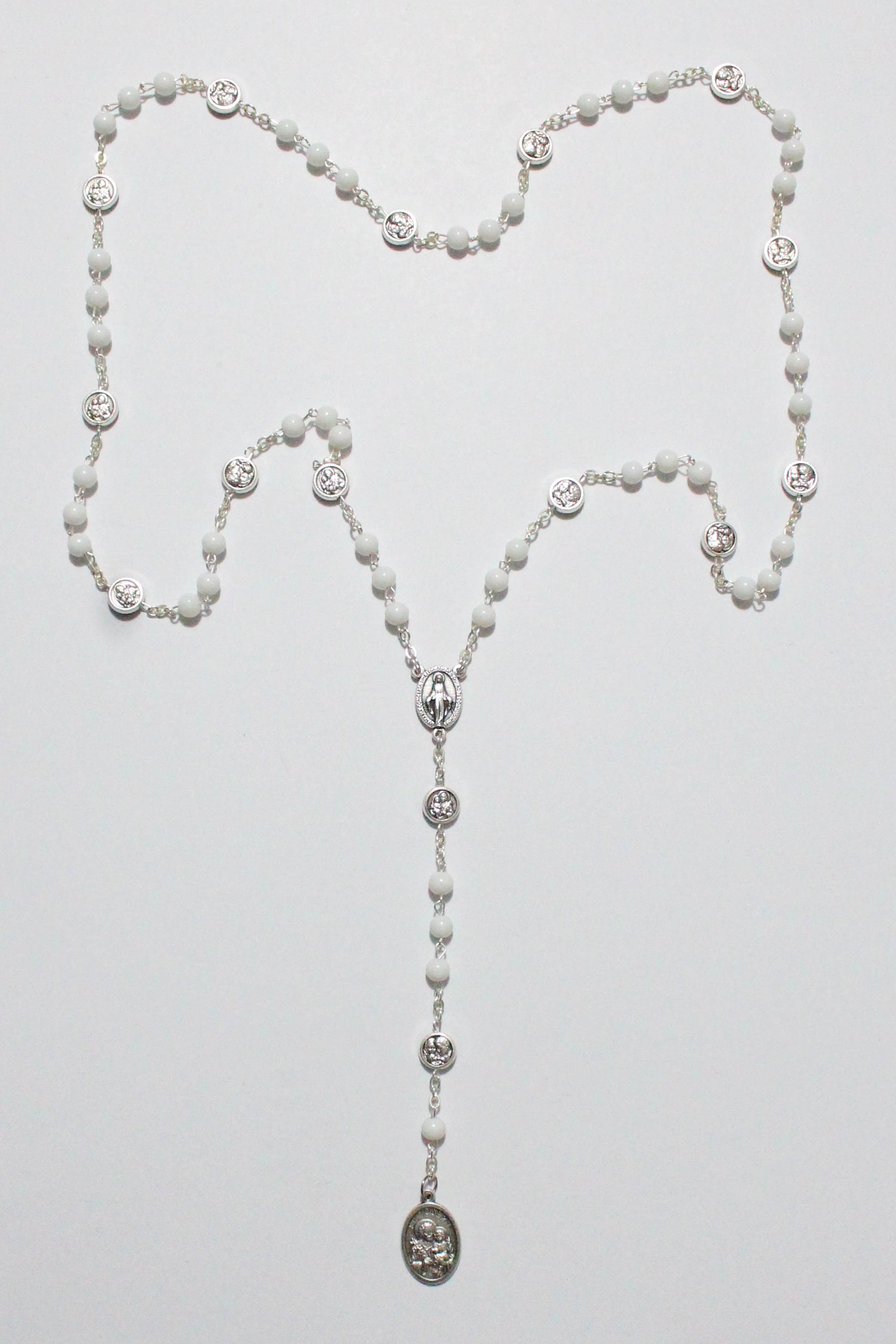 Chaplet of St. Joseph, Rosary of Saint Joseph White Glass Beads on ...