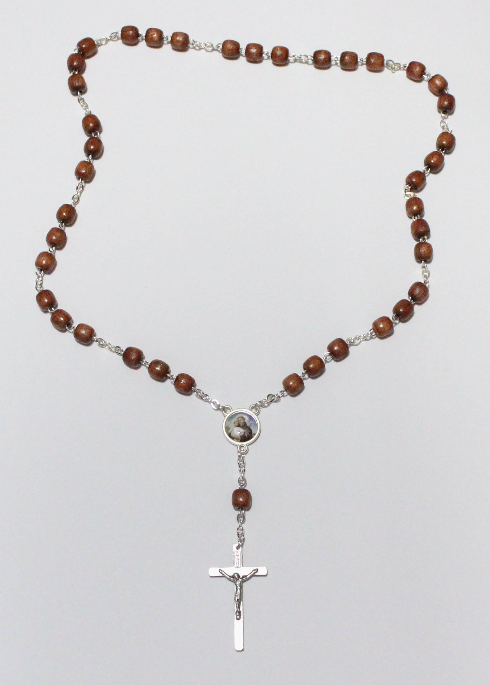 Chaplet of St. Anthony Wood Beads on Chain, St. Anthonys Rosary ...