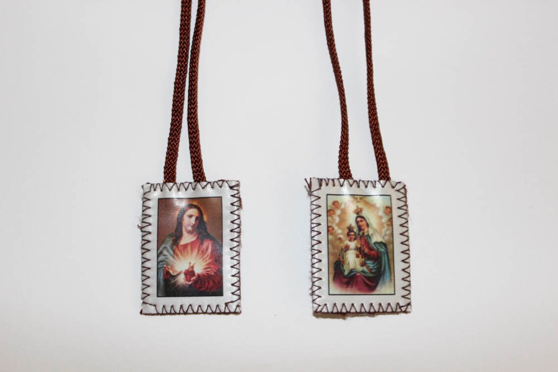 Brown Scapular Our Lady of Mt. Carmel/Sacred Heart of Jesus | Etsy