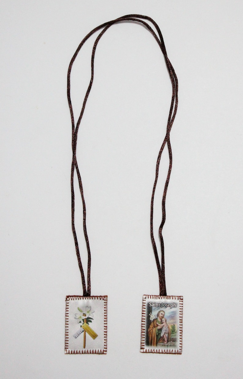 Scapular of Saint Joseph the Carpenter Brown Wool Cord With Symbol ...