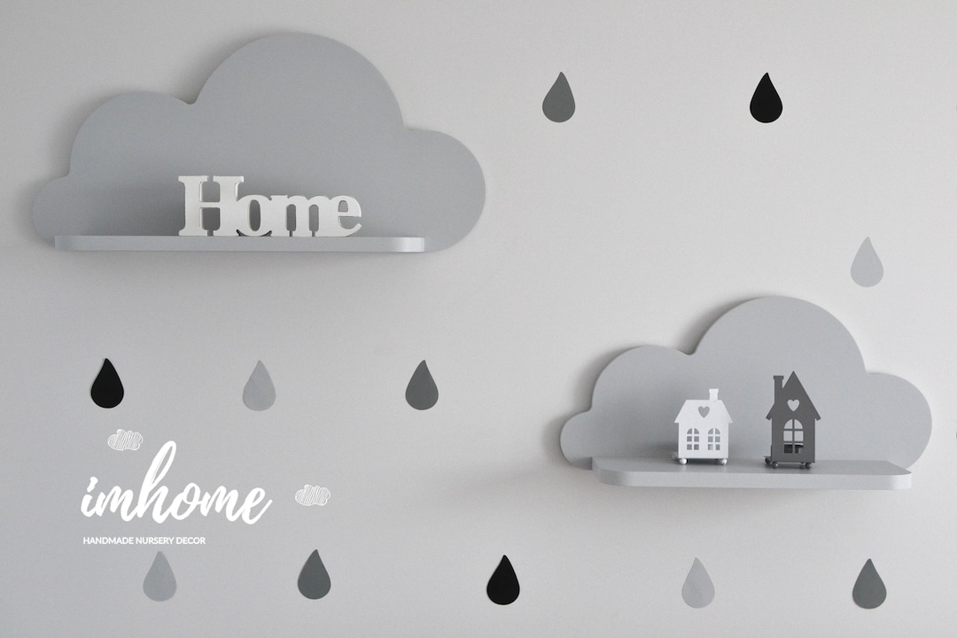 Set of 2 Cloud Shelf, Nursery Room Decor, Kids Room Decor, Nursery Wall ...