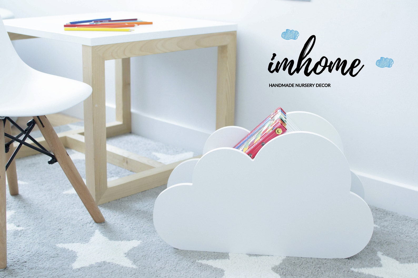 Cloud Bookcase, Children Bookcase, Cloud Book Caddy for Kids, Book ...