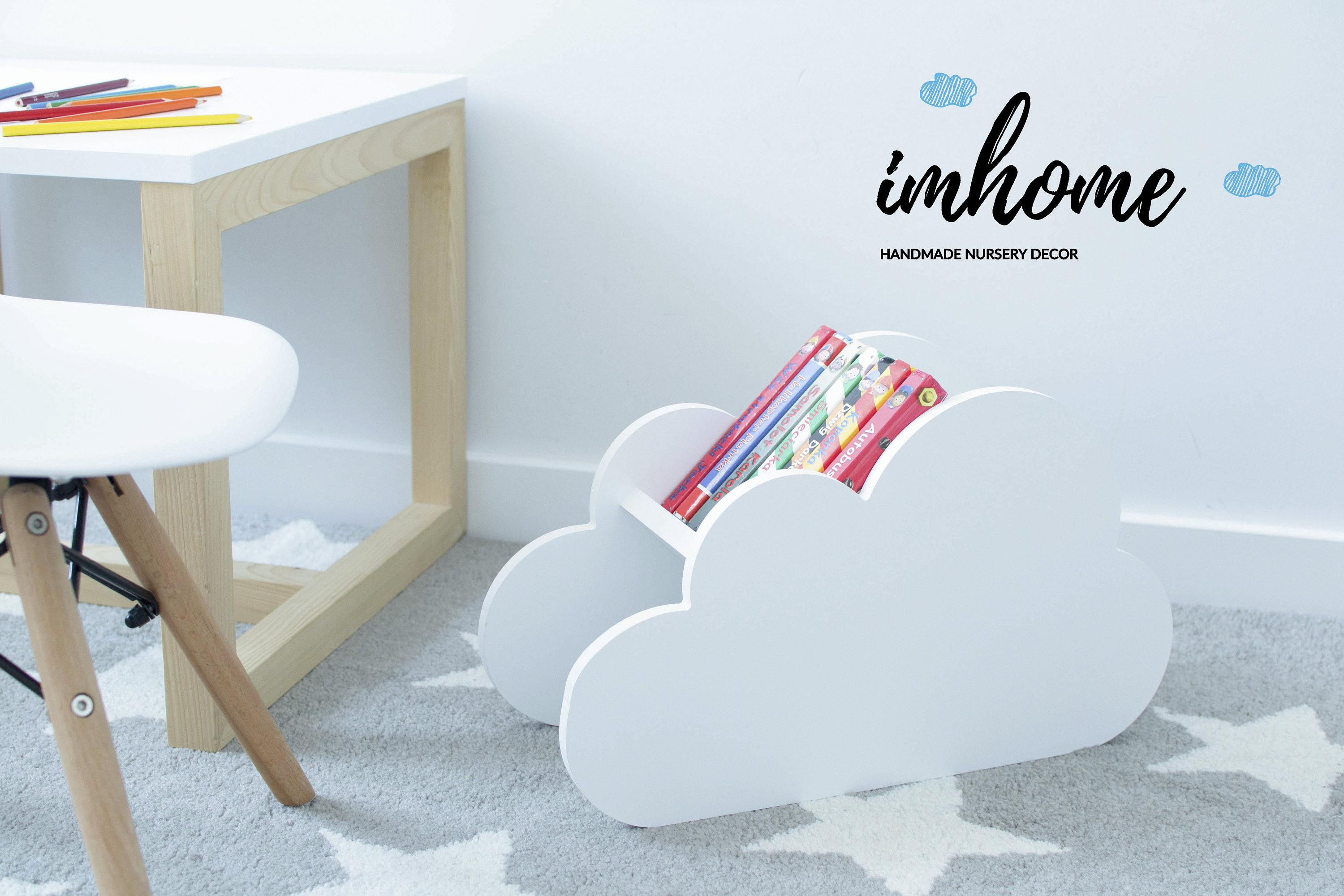 Cloud Bookcase, Children Bookcase, Cloud Book Caddy for Kids, Book ...
