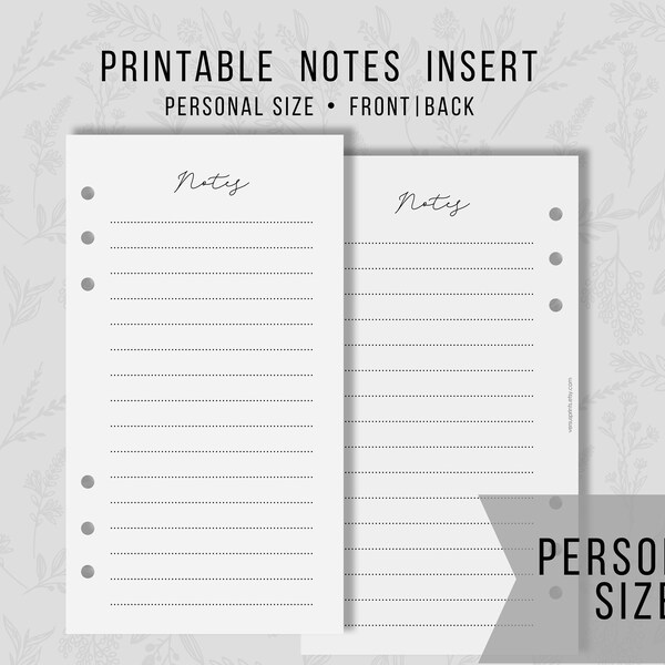 Printable Minimal Notes Insert for A5 Planners, Double Sided Sheet ...