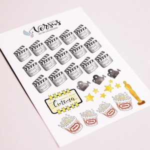 Movie Night Stickers, Cinema Planner Stickers, Hand-drawn Stickers ...