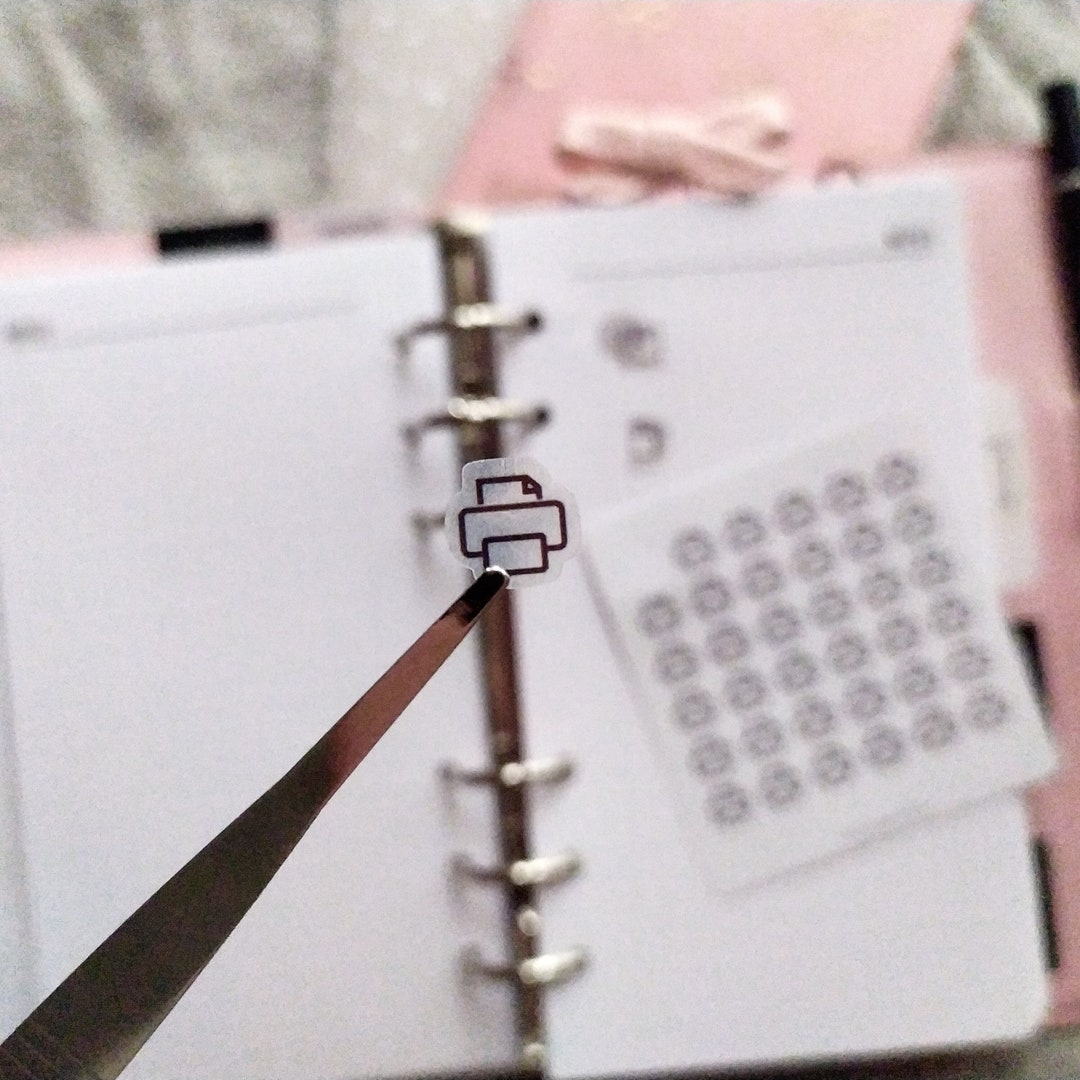 Clear Printer Sticker, Set of 36 Frosted Minimalist Icons, Functional ...