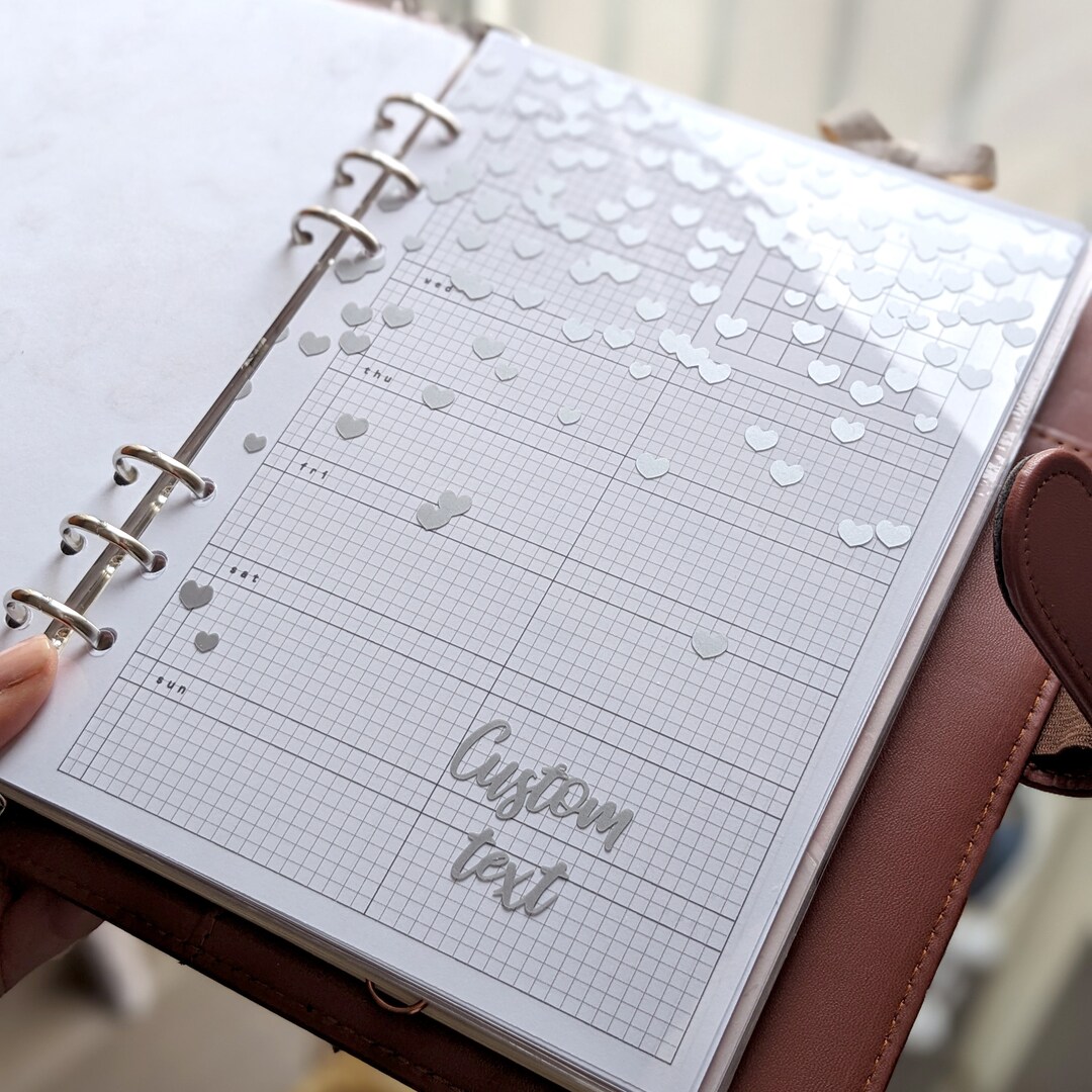 Clear Planner Dashboard With Custom Matt Silver Vinyl Text and Hearts ...