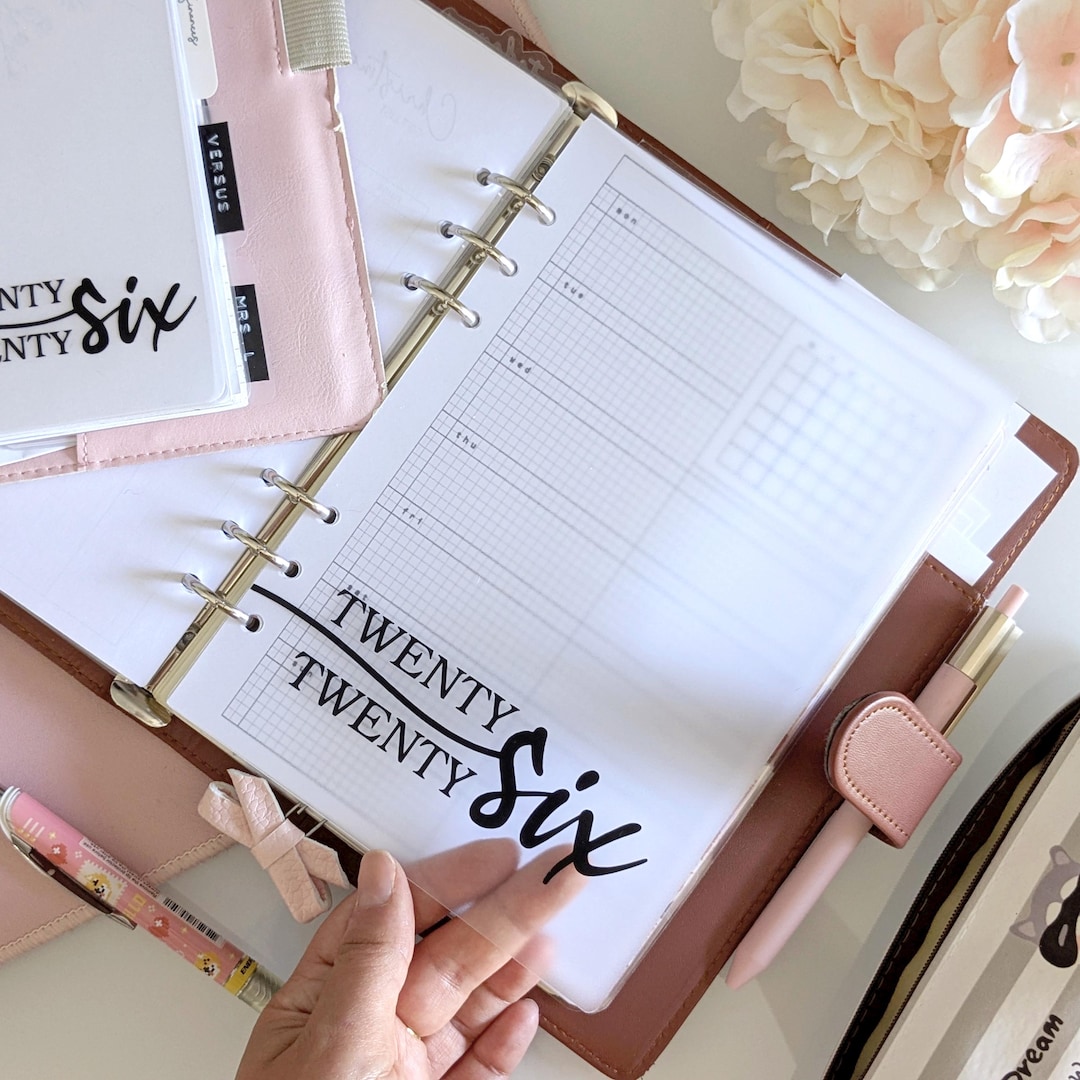 NEW 2026 Frosted PVC Planner Dashboard With Black Vinyl Text, Elegant ...