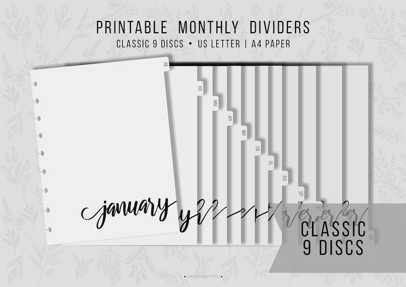 Printable Monthly Dividers for Classic 9 Disc Planners - Etsy