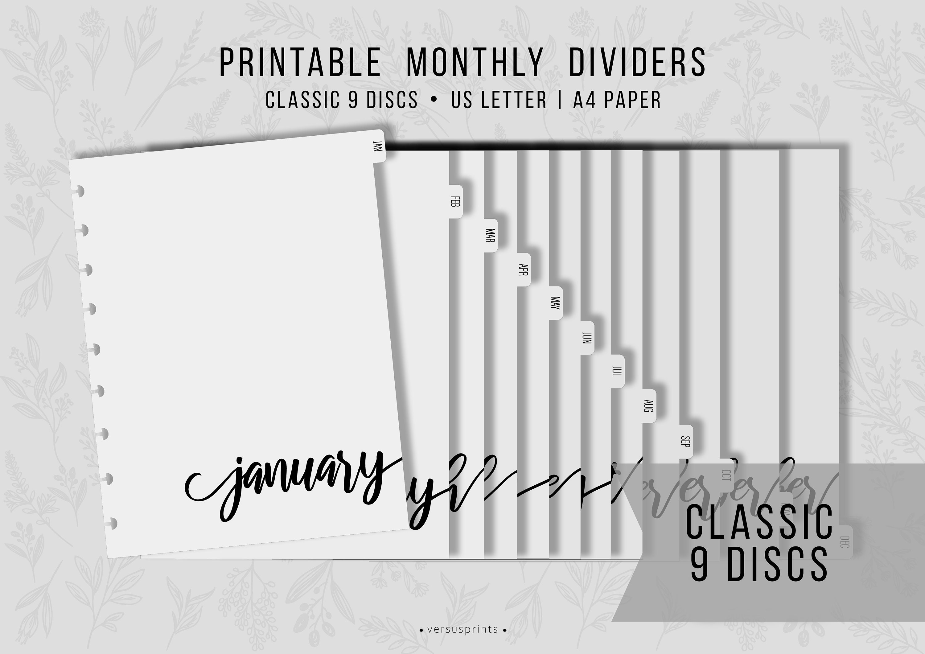 Printable Monthly Dividers for Classic 9 Disc Planners - Etsy Ireland