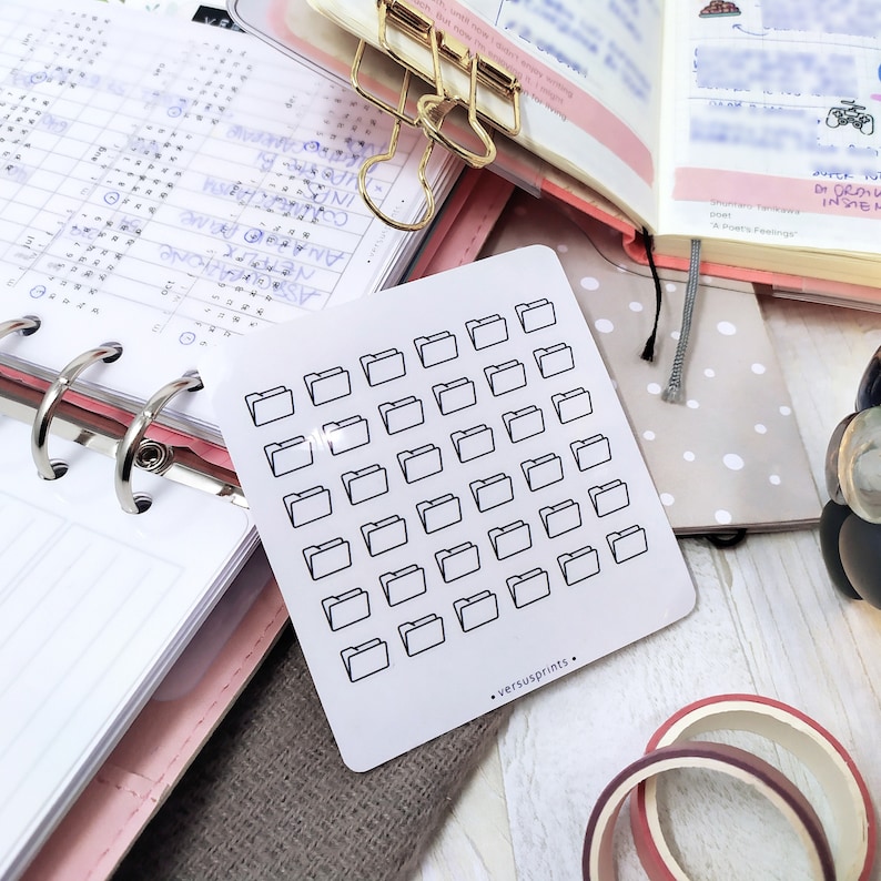 File Folder Icon Stickers Set of 36 Mini Planner Transparent - Etsy