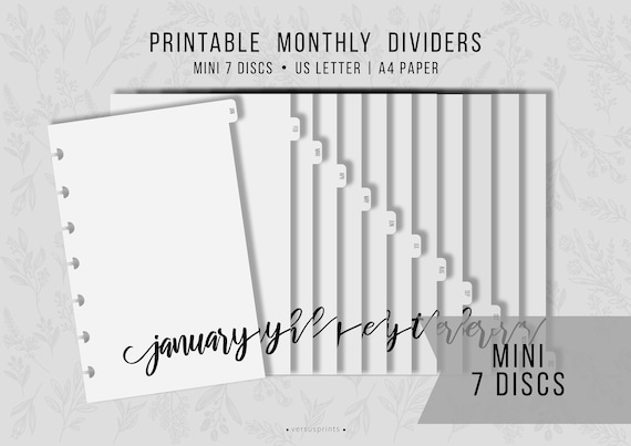 Printable Monthly Dividers With Tabs for Mini 7 Disc Planners - Etsy