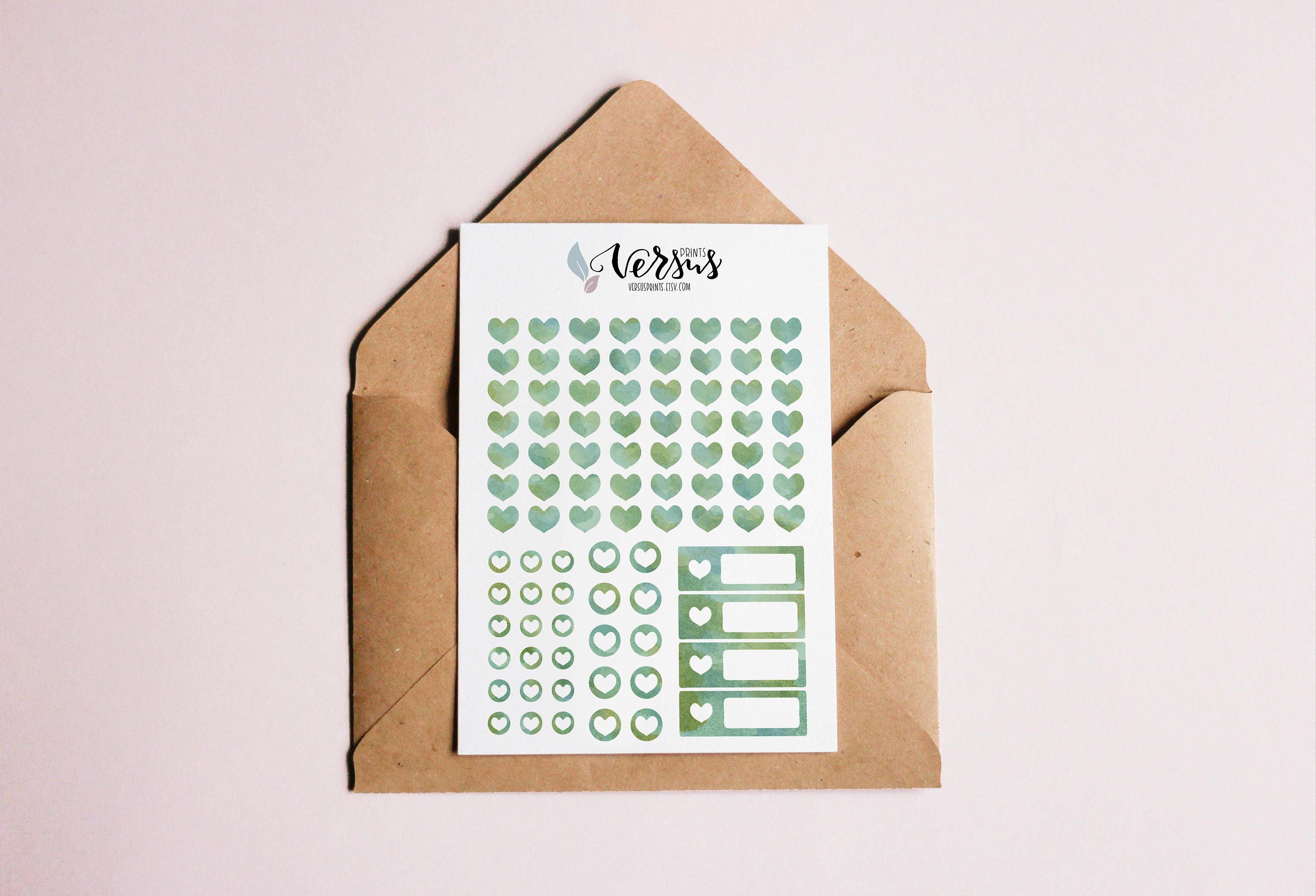 Hearts Planner Stickers Hearts Quarter Box Stickers | Etsy