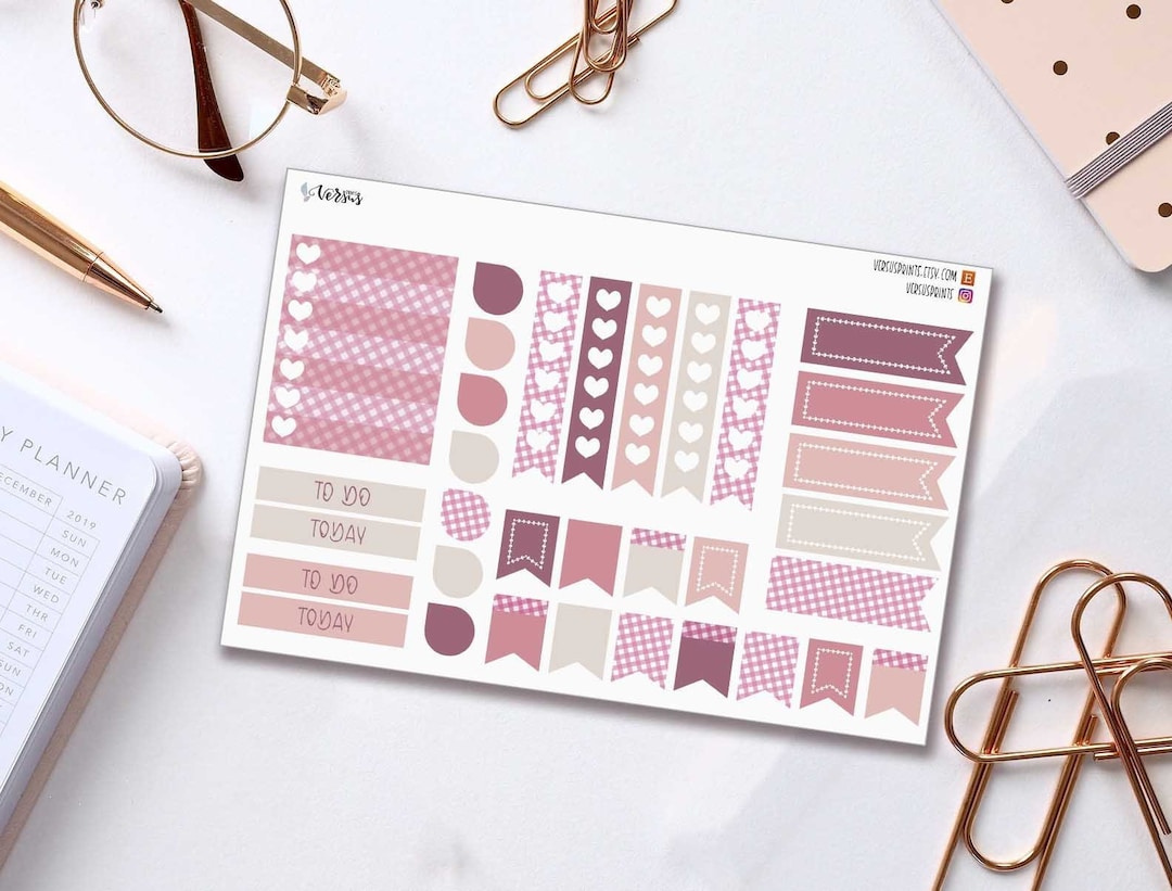 Functional Planner Stickers, Pink Flags, Banners, Checklist and ...