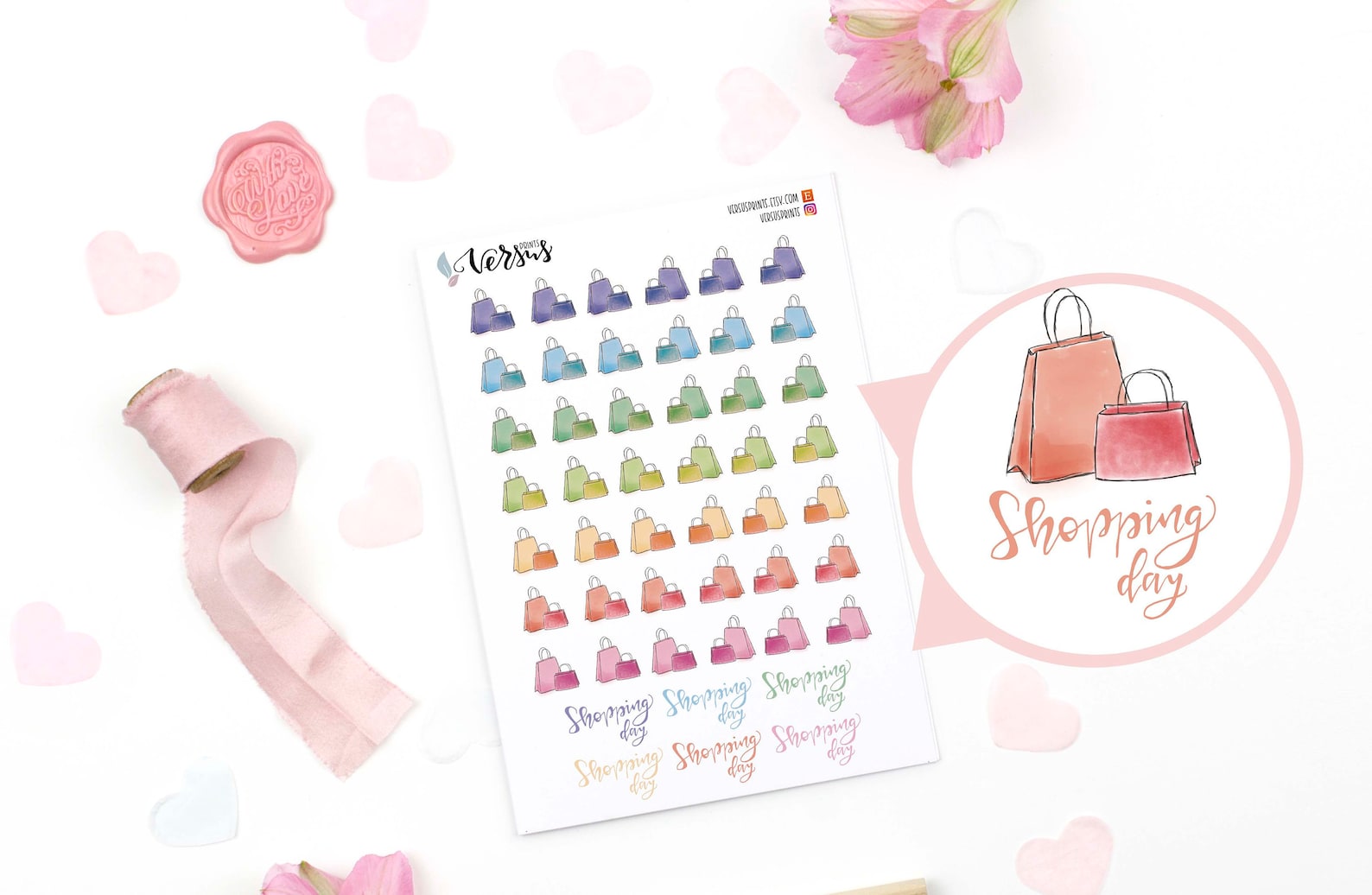 Shopping Bag Planner Stickers Watercolor Stickers Icon - Etsy