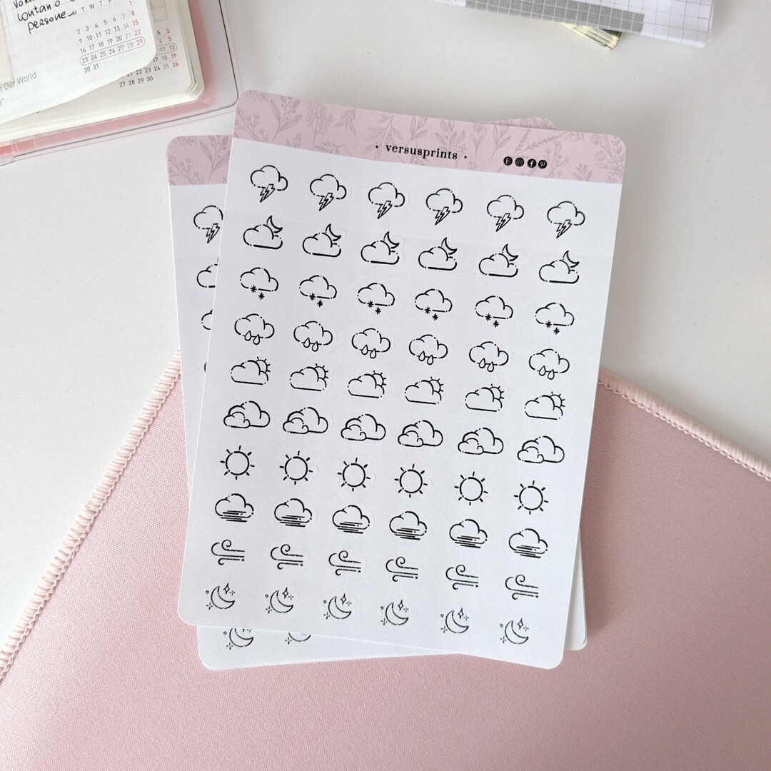 Weather Icon Stickers Minimalist and Functional Doodled - Etsy