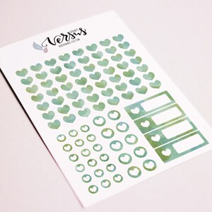 Hearts Planner Stickers, Hearts Quarter Box Stickers, Watercolor ...