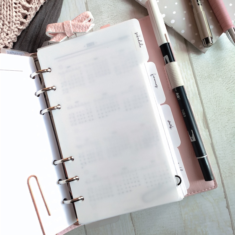 White PVC Planner Dividers With Custom Text on Tabs, Fits 6-ring ...