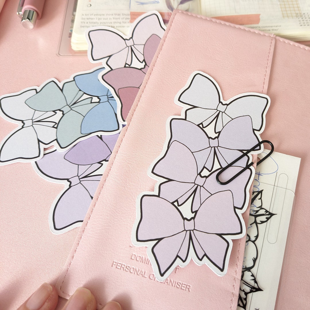 Bows Planner Page Marker, Ribbon Bookmark, Original Illustration, Soft ...