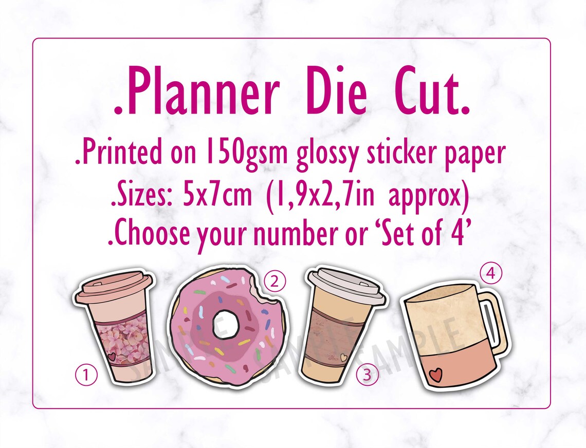 Coffee Mug Stickers Coffee Break Planner Die Cut | Etsy