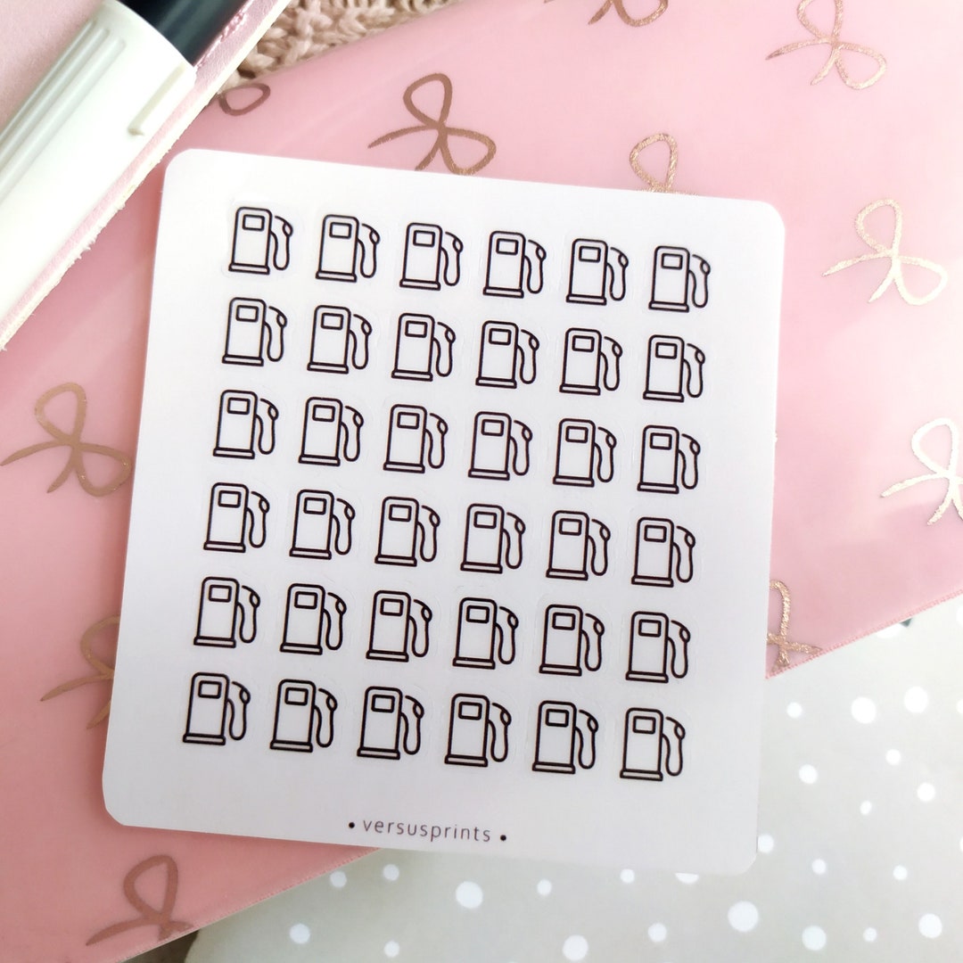 Gas Pump Icon Sticker, Clear Frosted Mini Fuel Stickers for Planning ...