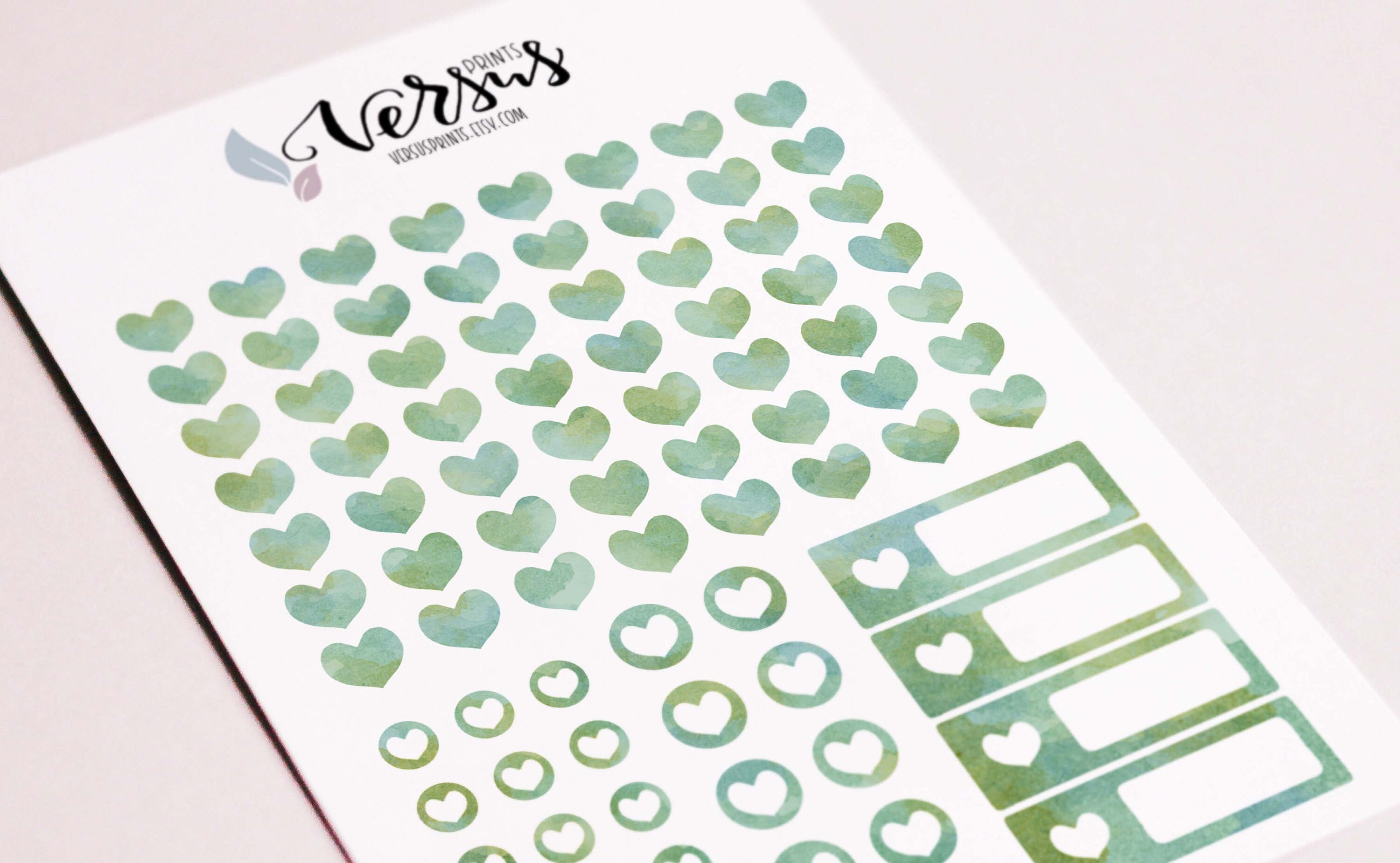 Hearts Planner Stickers Hearts Quarter Box Stickers | Etsy