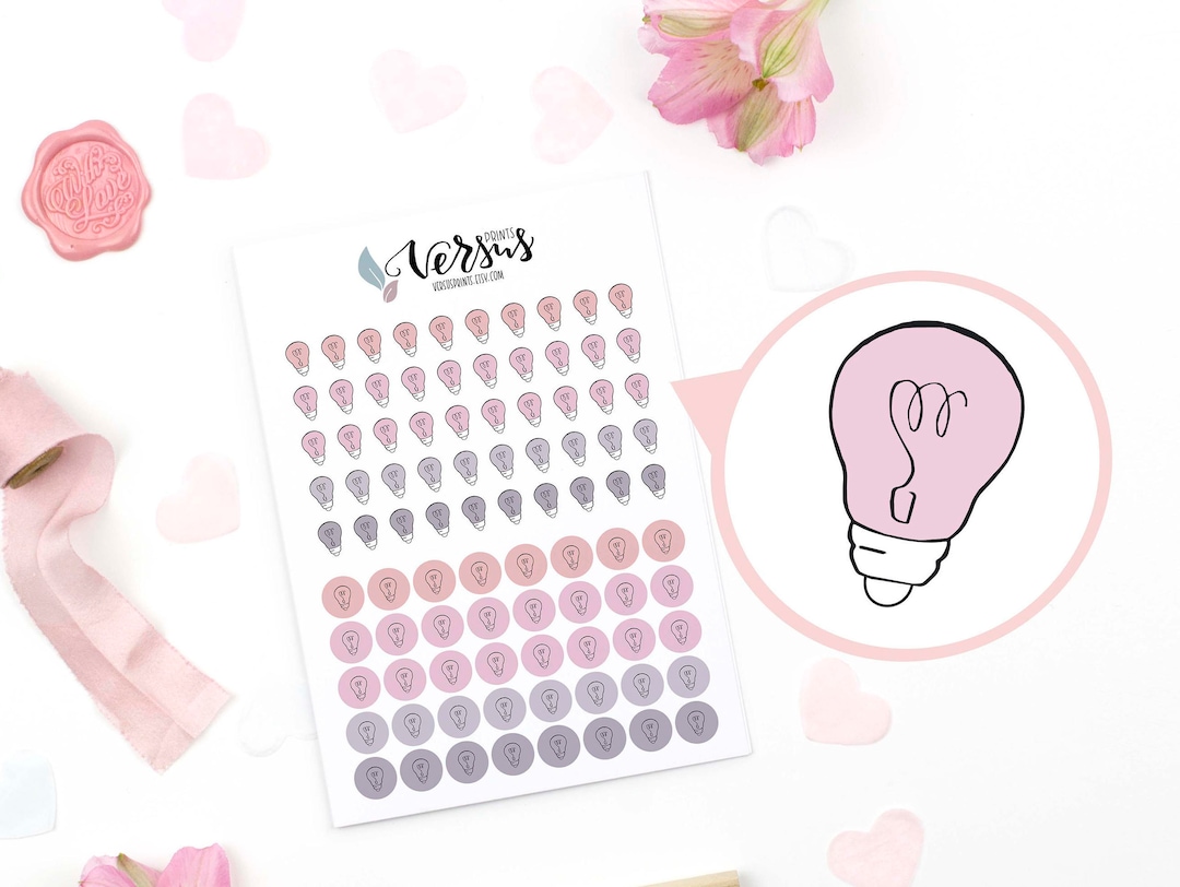 Light Bulb Stickers, Idea Planner Sticker, Dots Stickers, Planner ...