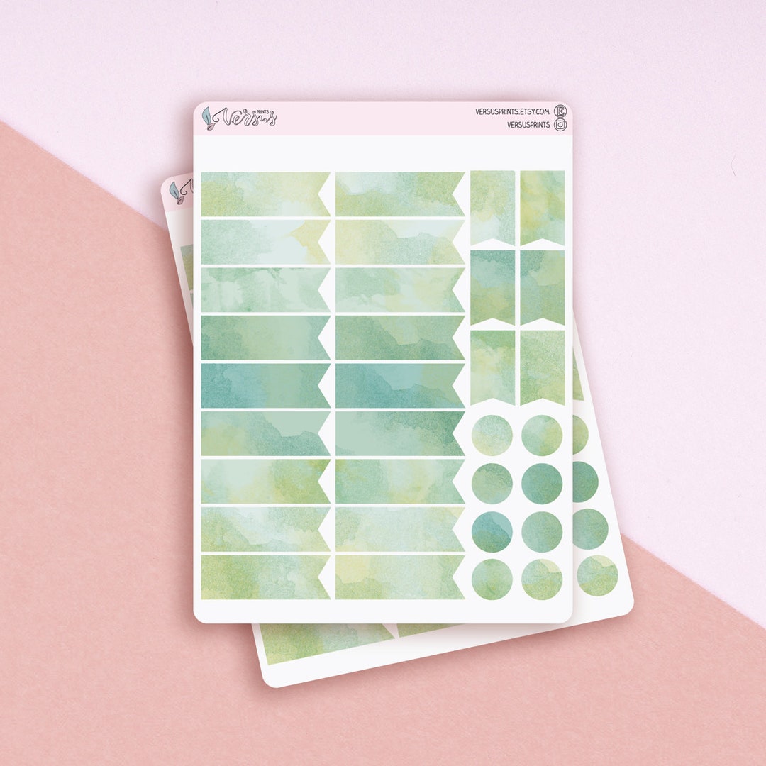 Watercolor Basic Labels, Flags Planner Stickers, Functional Stickers ...
