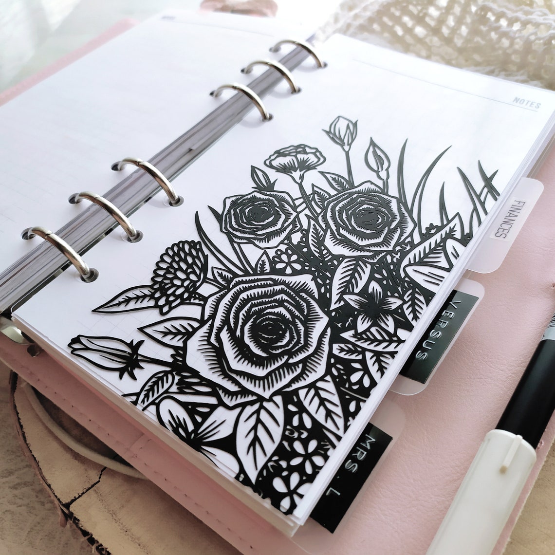 Clear PVC Planner Dashboard, Florals Insert for Ring and Disc Planners ...