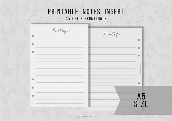 Printable Minimal Notes Insert for A5 Planners Double Sided - Etsy