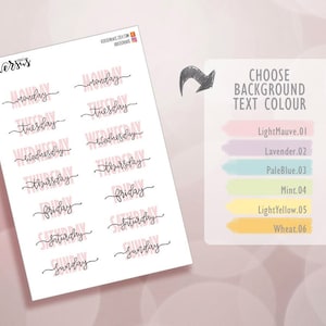 Weekly Planner Stickers, Week Days Stickers, Daily Stickers, Hand ...