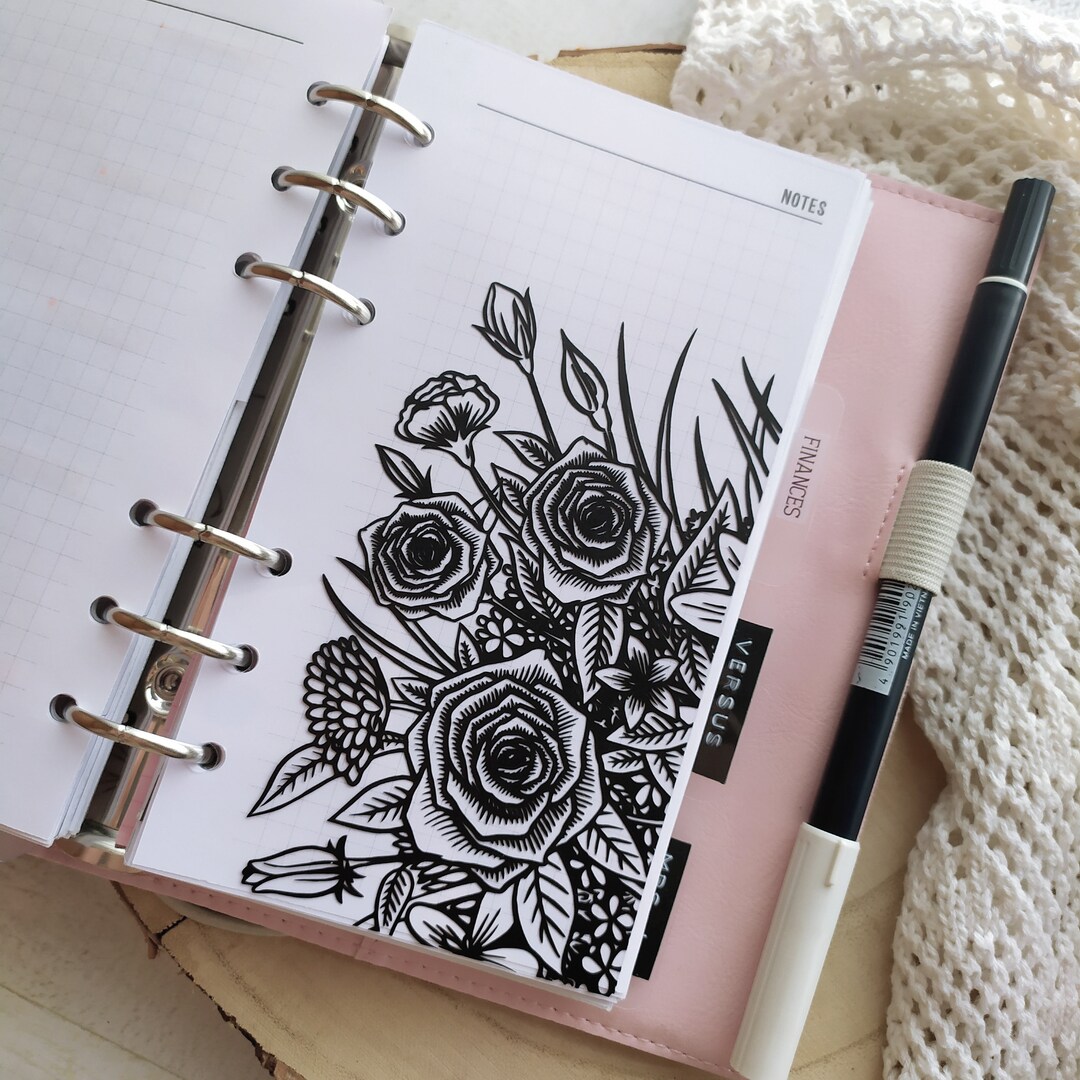 Clear PVC Planner Dashboard, Florals Insert for Ring and Disc Planners ...