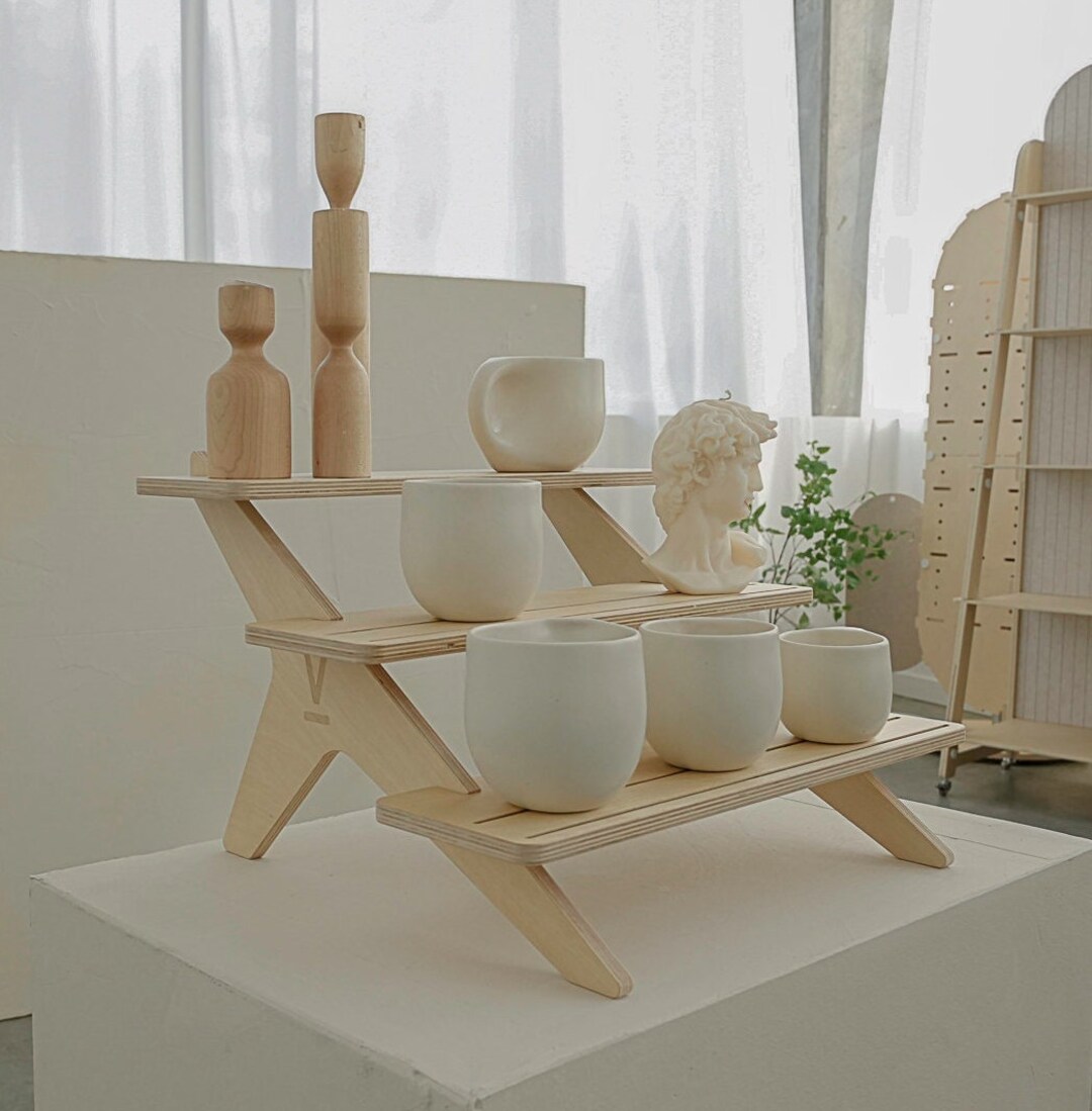 Tiered Plain Tcdp/ Tiered Wood Display for Vendor Craft Fair Market ...