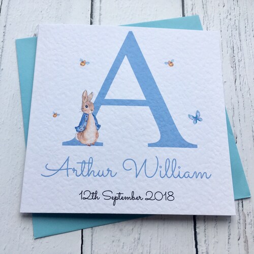 Personalised Peter Rabbit New Baby Card New Baby Baby Boy - Etsy UK