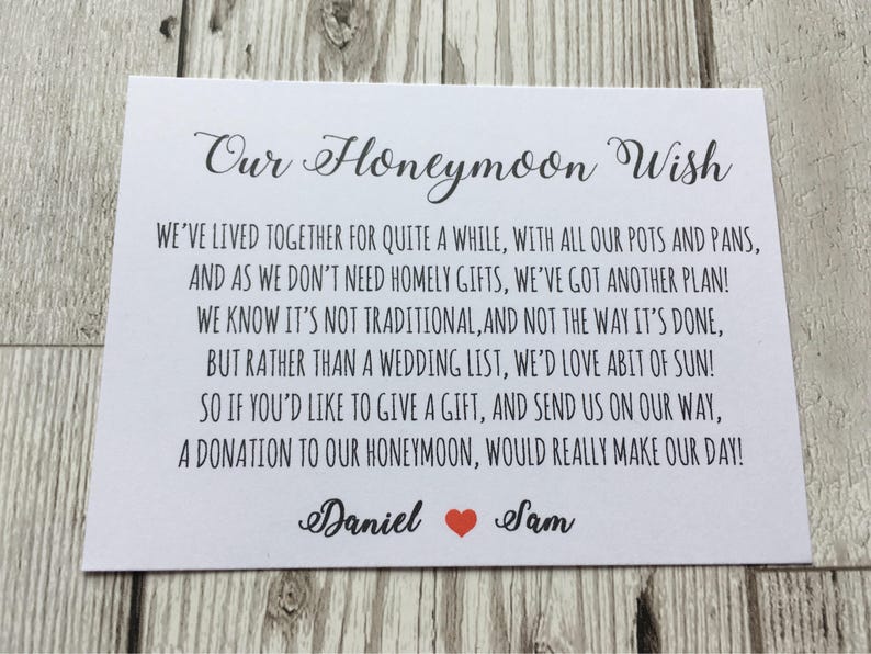 Wedding Cash Gift Card Poems 10 Handmade Personalised Wedding Honeymoon ...