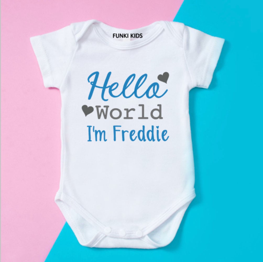 Hello World I'm Name Personalised Baby Vest Name - Etsy UK