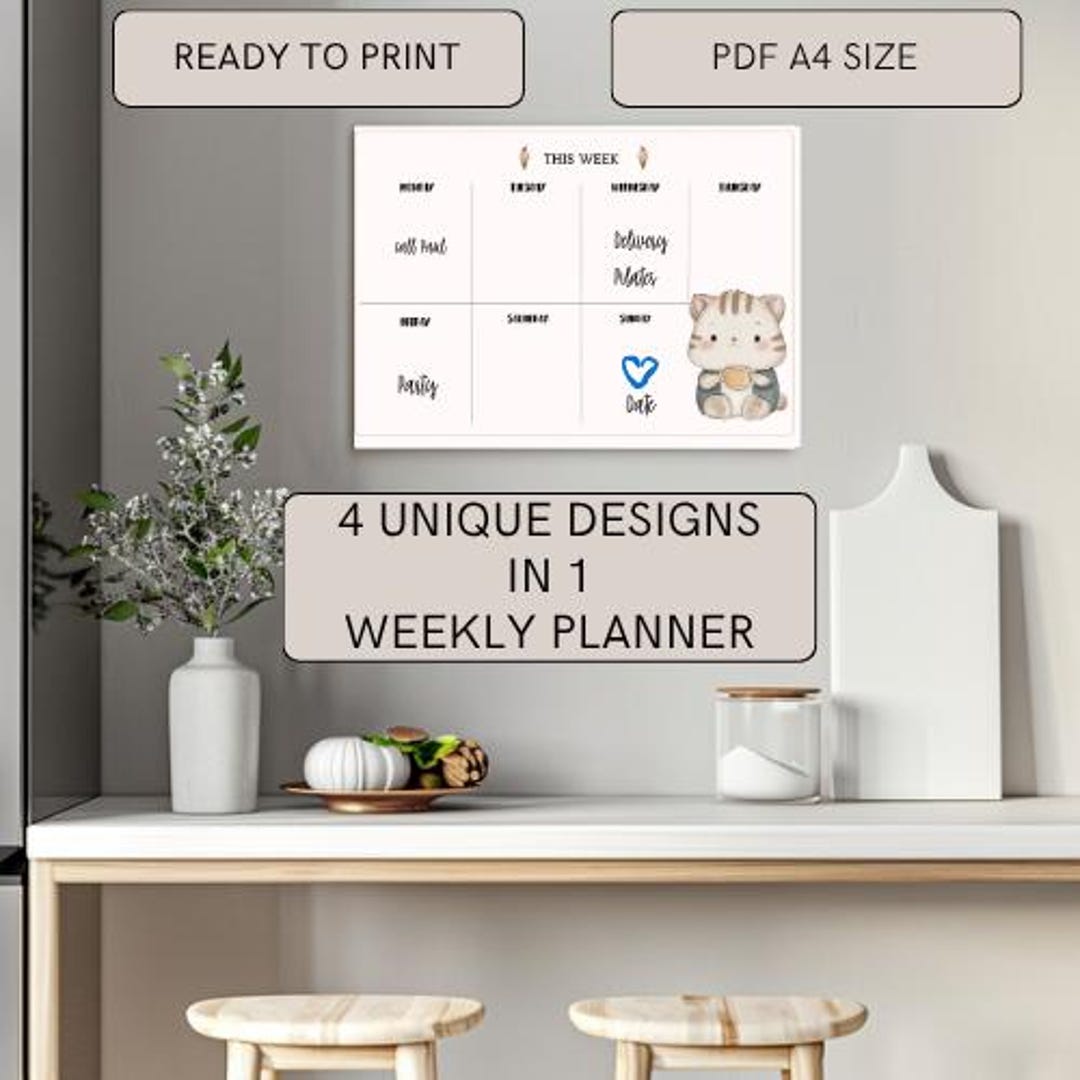 Cute Weekly Planner Printable PDF | Kawaii Animal Digital Planner ...