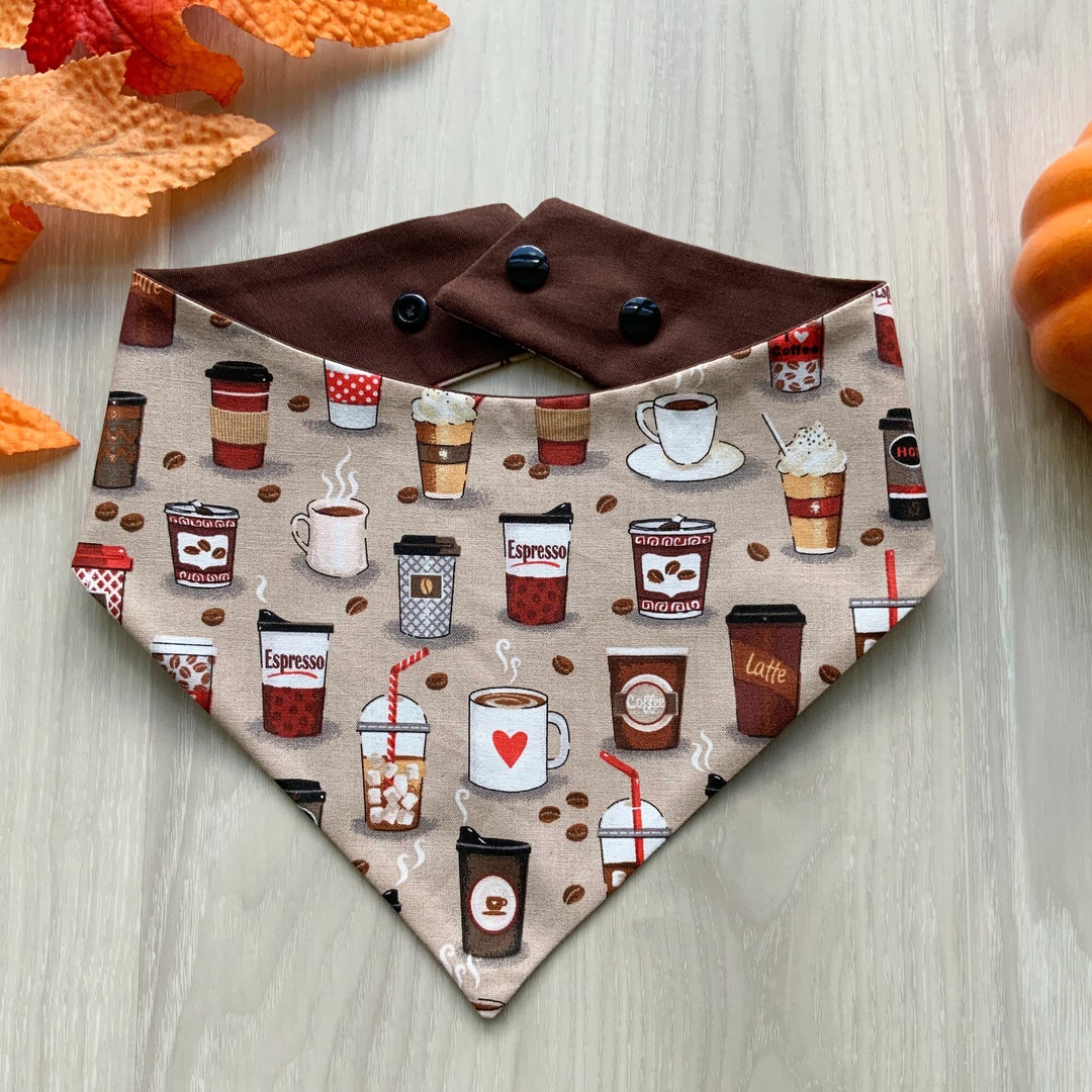Espresso Dog Bandana, Snap-on Autumn Scarf, Matching Hair Bow - Etsy