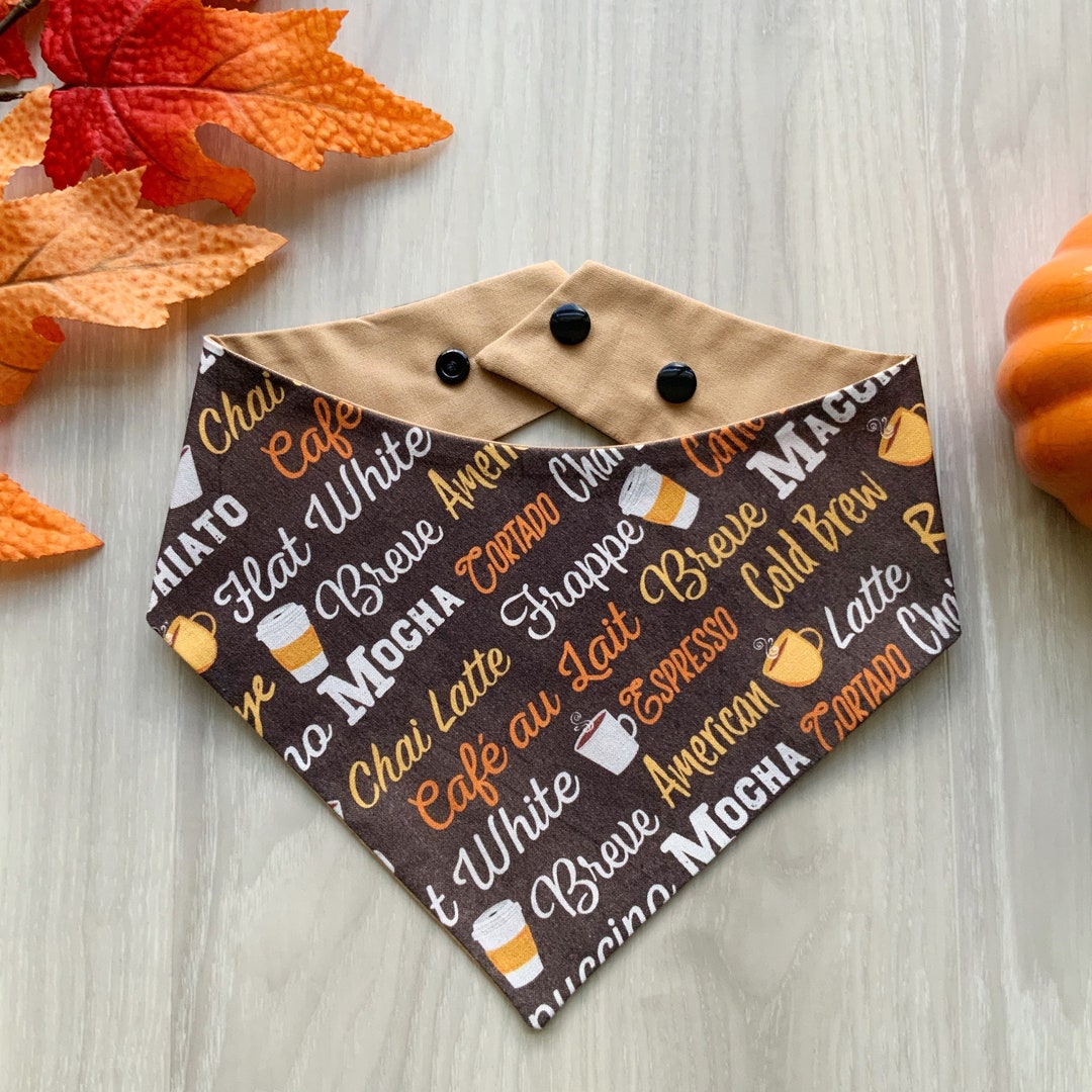 Fall Dog Bandana, Cold Brew, Coffee Lover, Snap on Bandana, Matching ...