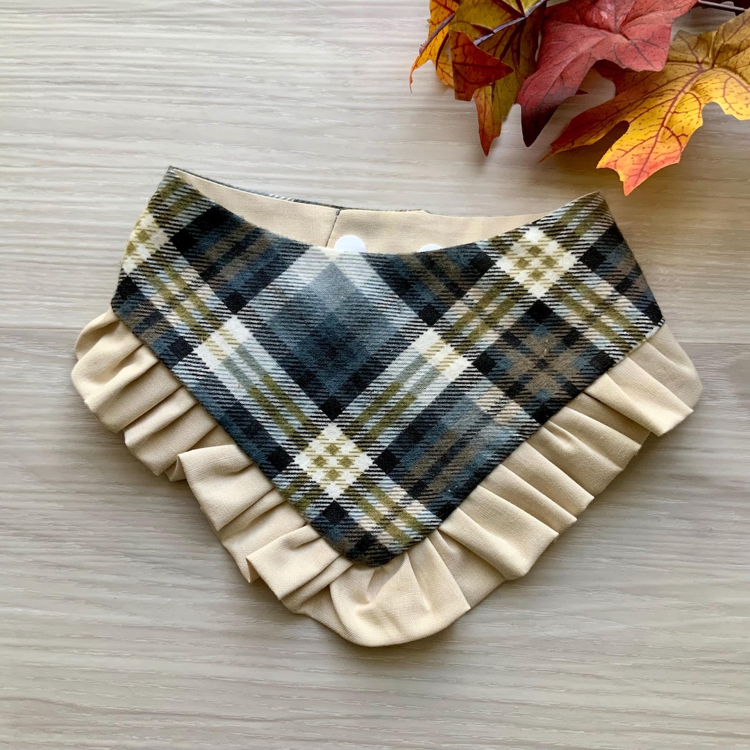 Autumn Plaid Dog Bandana With Ruffle, Snap-on Pet Scarf - Etsy