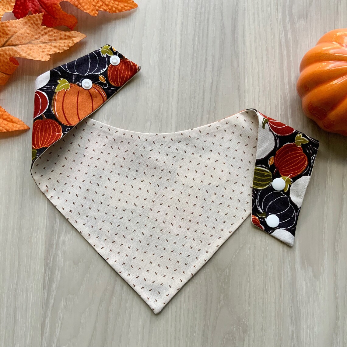 Fall Dog Bandana, Orange Pumpkin, Snap on Bandana, Matching Hair-bow ...