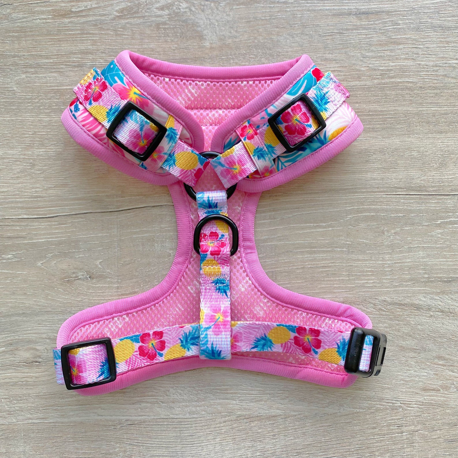 Pink Pineapple Dog Harness Set, Adjustable Neoprene Padded Collar, Lead ...