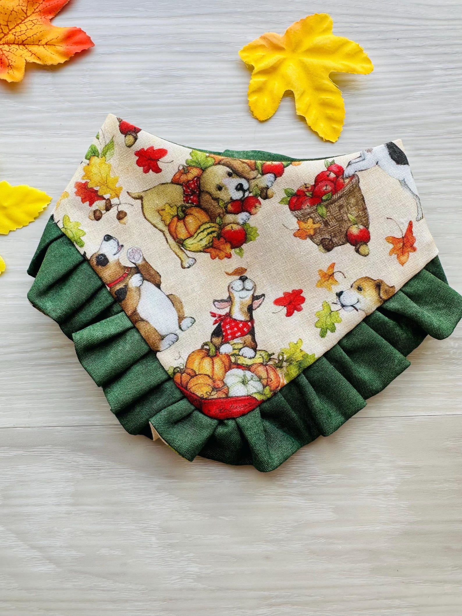 Ruffle Dog Bandana, Autumn Leaves, Reversible Snap-on Scarf - Etsy