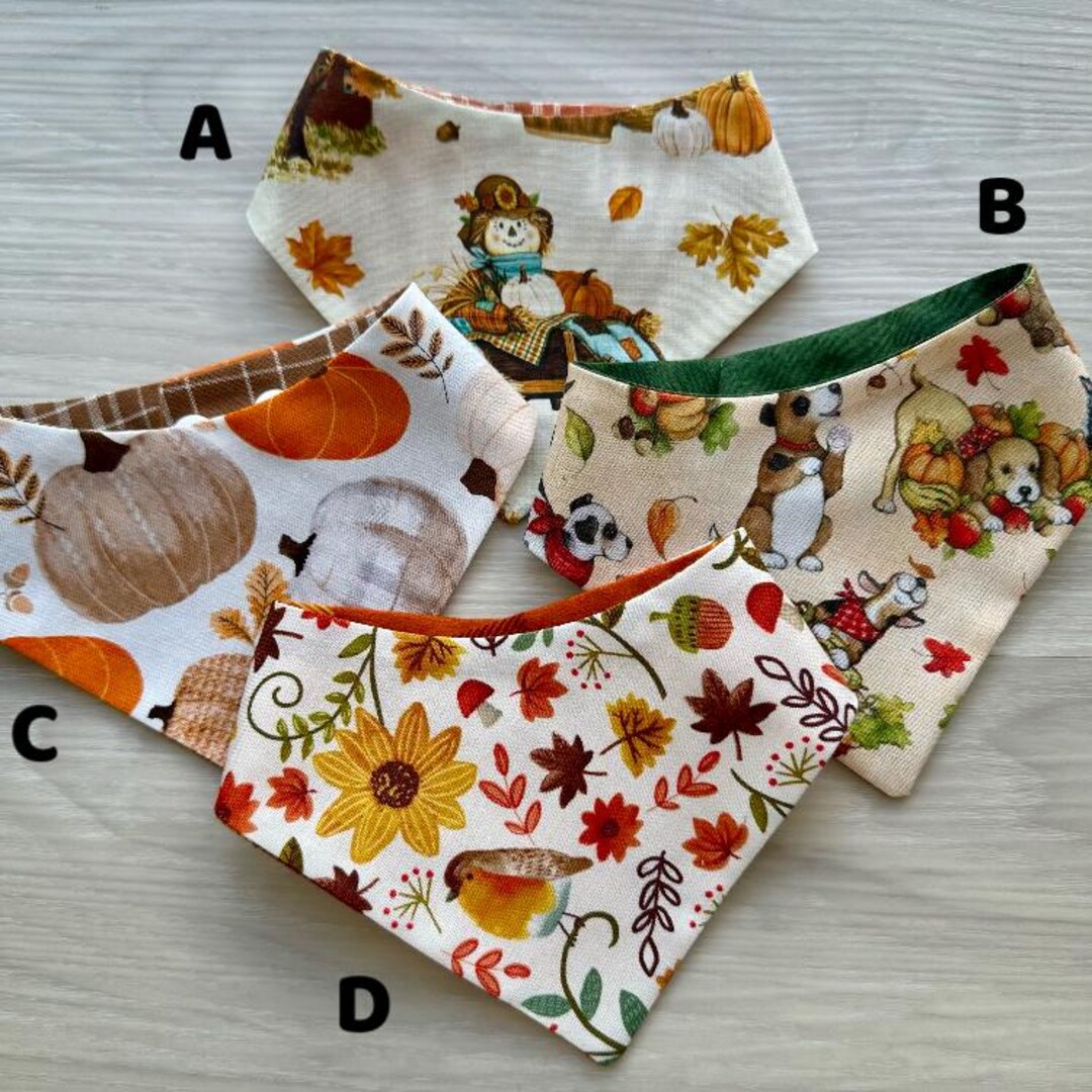 Fall Leaves Dog Bandana, Snap-on Autumn Pet Scarf, Curved Neckline - Etsy