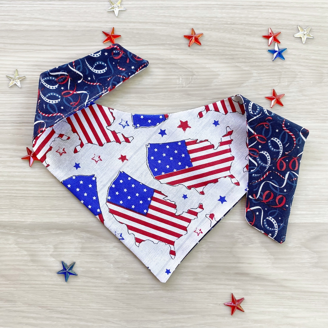 Patriotic USA Dog Bandana, Reversible Tie-on, 4th of July - Etsy