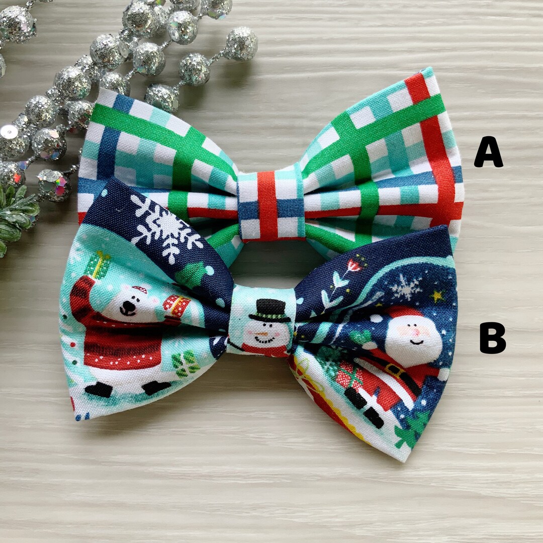 Christmas Dog Bowties, Smile Snowman and Red Stripes, Dog Bowties, Dog ...